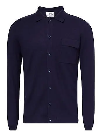 NOBL Koen Long-sleeve Knitted Shirt - Navy