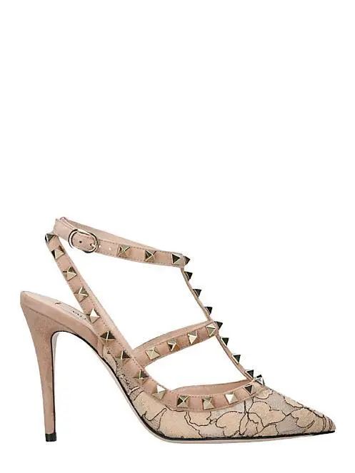 Valentino Garavani Rockstud Lace And Suede Pumps - Mult/other