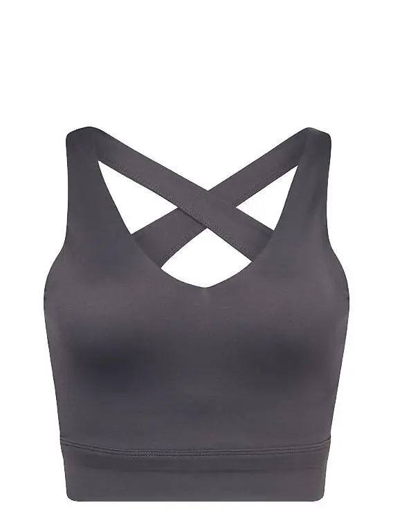 SISTERLY TRIBE Softsculpt V-neck Cross-back Sports Bra - Asphalt Grey