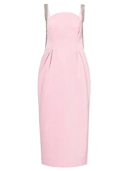 Rebecca Vallance Amaro Diamante-embellished Crepe Midi Dress - Pink