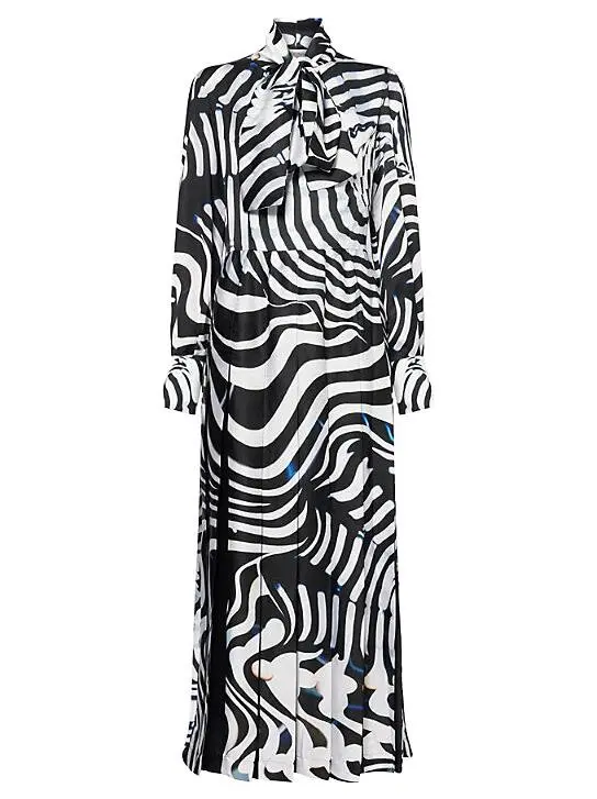 MARY KATRANTZOU Alexis Zebra-print Satin Midi Dress - Vitreous Zebra