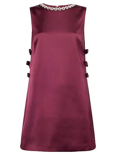 SELF-PORTRAIT Crystal-chain Cut-out Satin Mini Dress - Burgandy