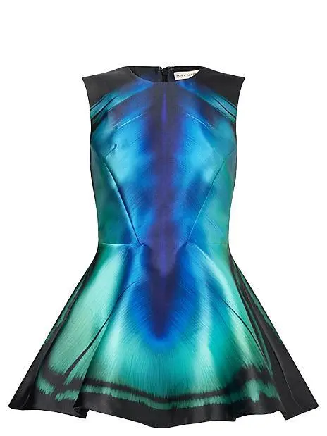 MARY KATRANTZOU Arnim Feather-print Mini Dress - Teal Feather