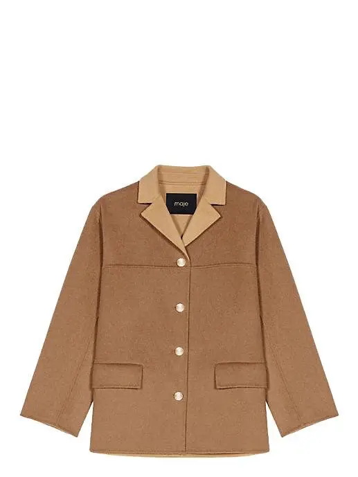 Maje Double-faced Wool-blend Mid-length Coat - Camel