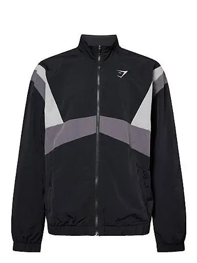 GYMSHARK Retro Logo-print Woven Track Jacket - Gs Blk/drk Gry/smk Gry