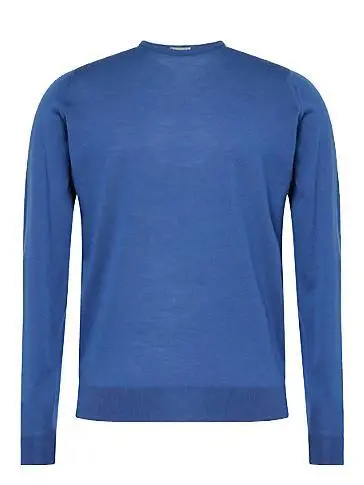 John Smedley Crewneck Merino-wool Jumper - Charles Blue