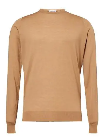 John Smedley Crewneck Merino-wool Jumper - Nutmeg
