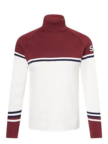 Falke Roll-neck Striped Wool-blend Jumper - 8117 Merlot