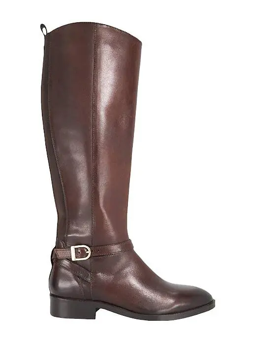 DUNE Talias Leather Knee-high Boots - Brown Leather