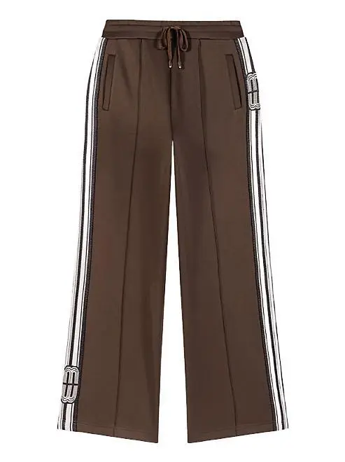Maje Side-stripe Straight Stretch-jersey Trousers - Dark Brown