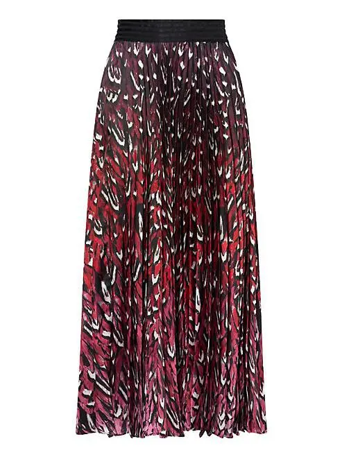 MARY KATRANTZOU Pleated Satin Midi Skirt - Fuchsia Feath