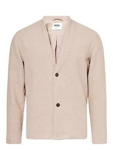 NOBL Knitted Collarless Jacket - Beige