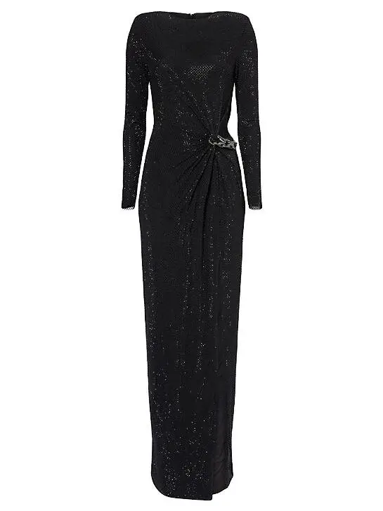SELF-PORTRAIT Rhinestone-embellished Cut-out Maxi Dress - Black