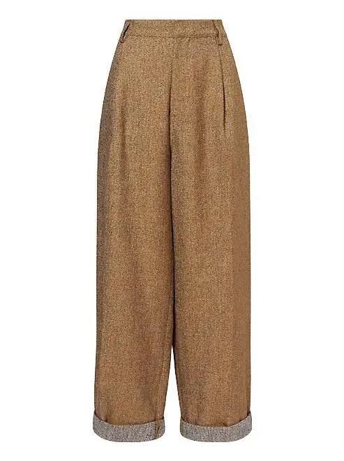 DARKPARK Wide-leg Linen And Cashmere-blend Trousers - Mustard