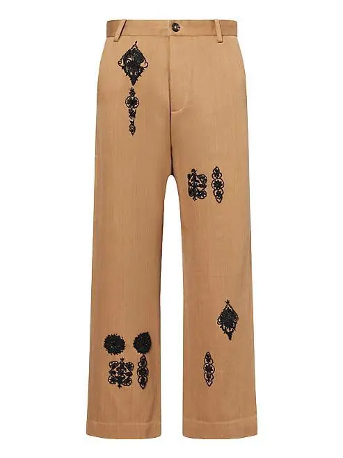 KARTIK RESEARCH Zardozi Embroidered Denim Trousers - Dust/black