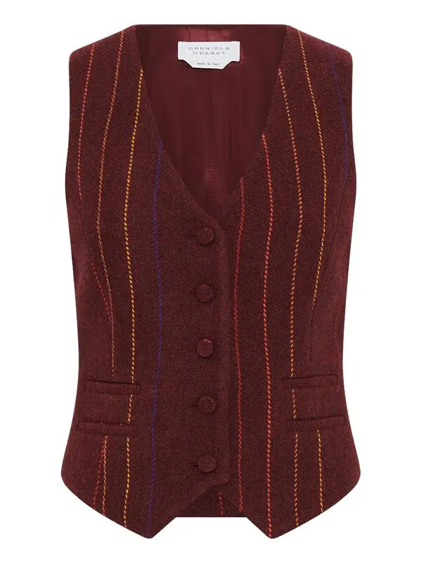 Gabriela Hearst Coleridge Pinstripe Vest - Burnt Sienna Multi