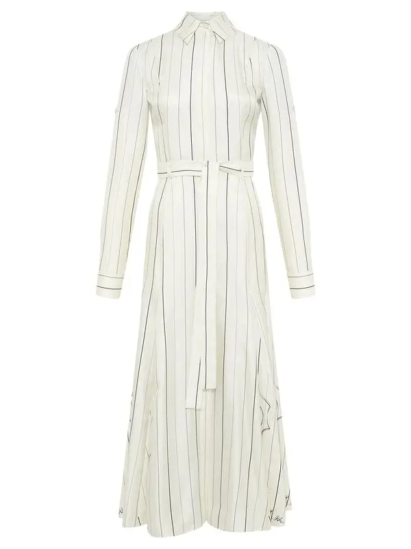 Gabriela Hearst Galway Pinstripe Silk Shirtdress - Ivory Multi