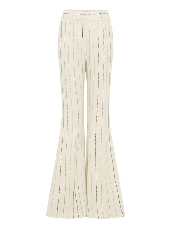 Gabriela Hearst Rhein Pinstripe Flare Pant - Ivory Multi