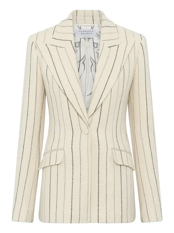 Gabriela Hearst Leiva Pinstripe Wool Cashmere Blazer - Ivory Multi