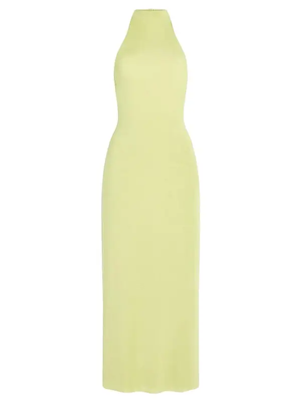 SEROYA Carli Halter Midi Dress - Green Tea