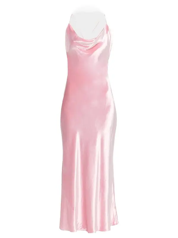Alberta Ferretti Cowl-neck Velvet Slip Dress - Pink