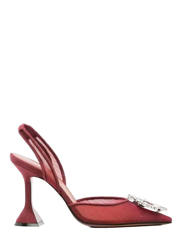 Amina Muaddi 95mm Begum Embellished Slingback Pumps - Red