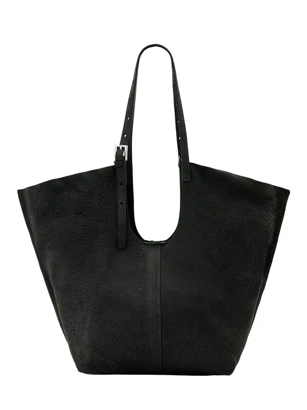 ALLSAINTS Ara Grain Leather Tote - Meteorite Grey