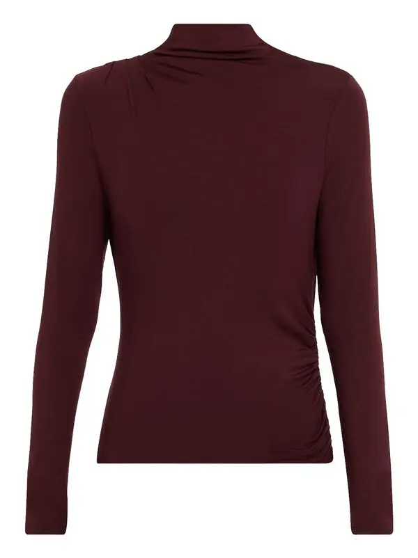 Veronica Beard Mylie Mock-neck Top - Raisin