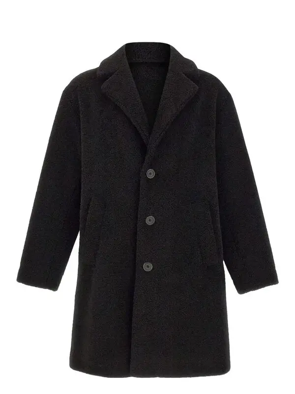 Herno Mohair Wool Single-breasted Coat - Black