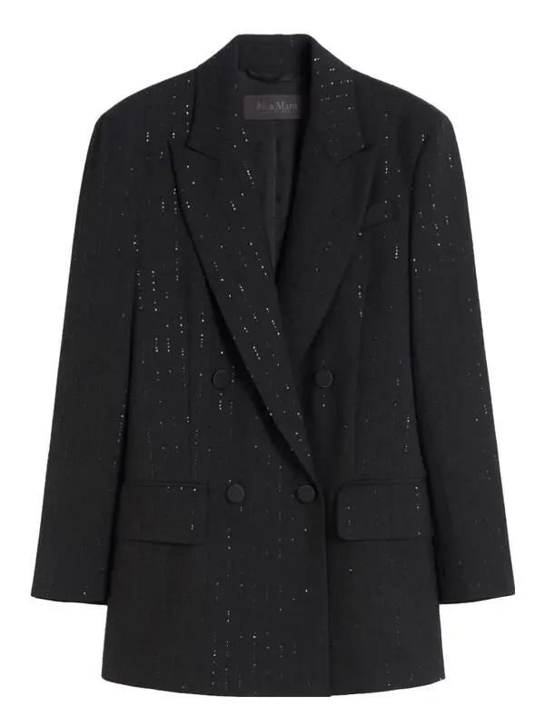 Max Mara Wool And Sequin Embellished Blazer - Black