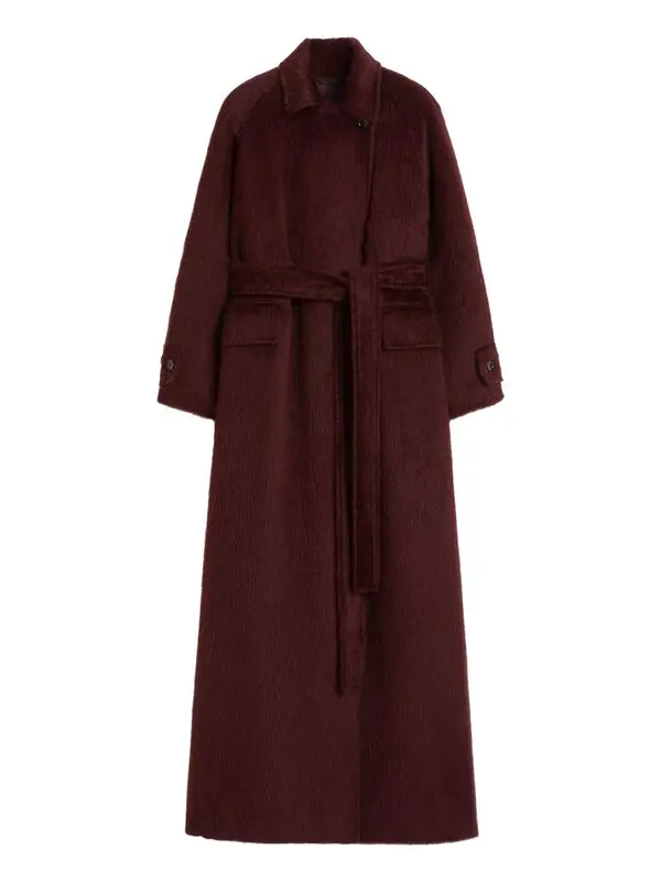 Max Mara Long Wool And Alpaca Coat - Cherry