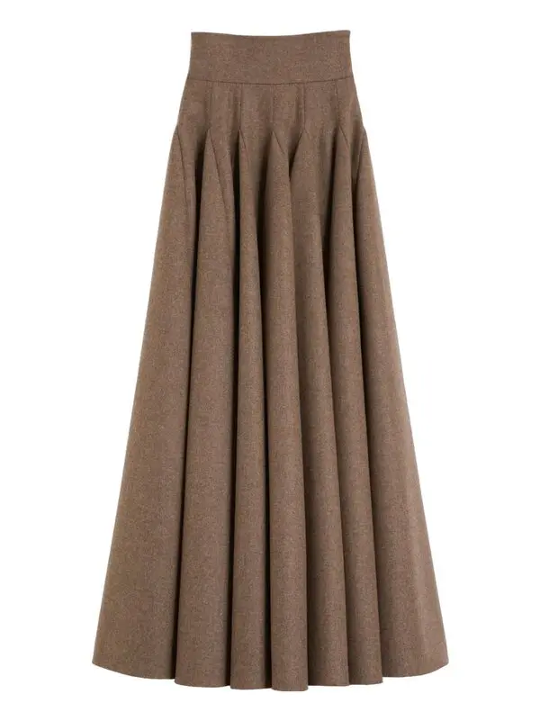 Max Mara Wide Wool Felt Skirt - Hazelnut Brown
