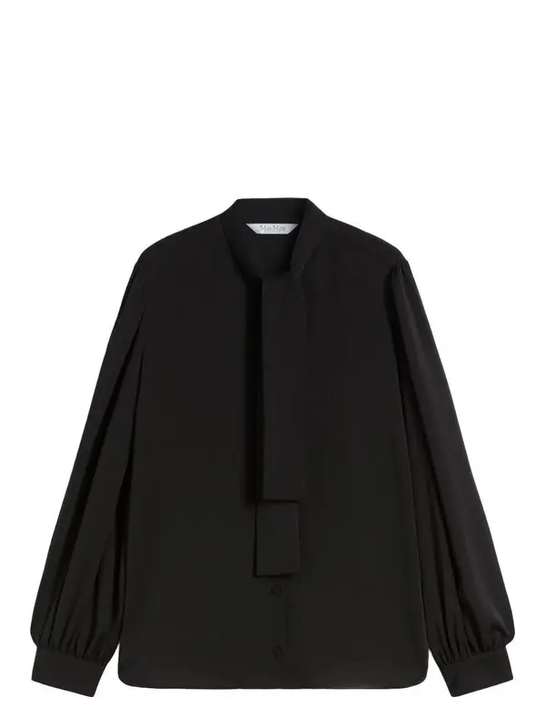 Max Mara Silk Charmeuse Tie-neck Shirt - Black