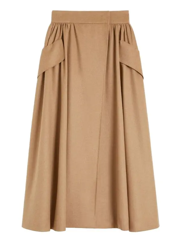 Max Mara Draped Zibeline Skirt - Camel