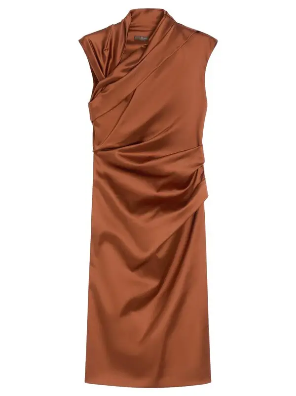 Max Mara Stretch Satin Midi Dress - Brown Bronze