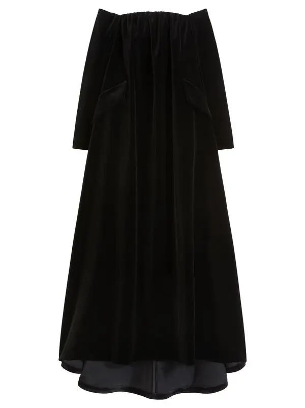 Max Mara Sateen Velvet Maxi Dress - Black