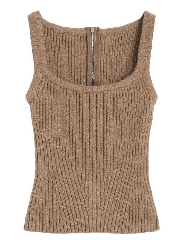 Max Mara Wool And Cashmere Yarn Top - Hazelnut Brown