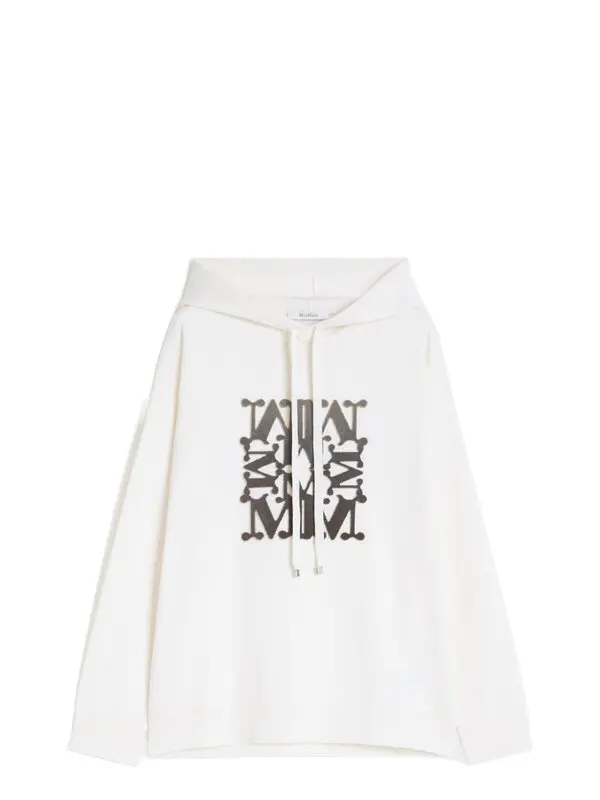 Max Mara Oversized Wool Hoodie With Embroidery - White