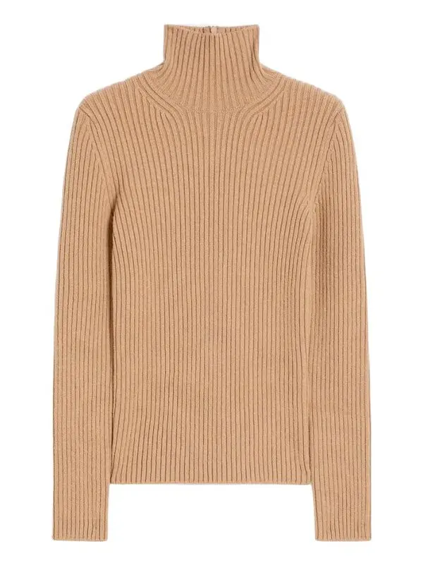Max Mara Wool And Cashmere Ribbed Turtleneck - Camel