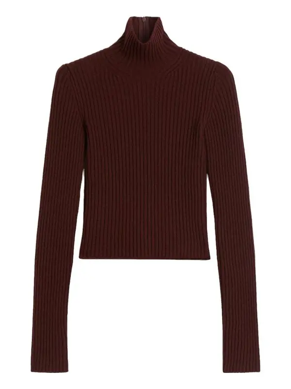 Max Mara Wool And Cashmere Ribbed Turtleneck - Cherry