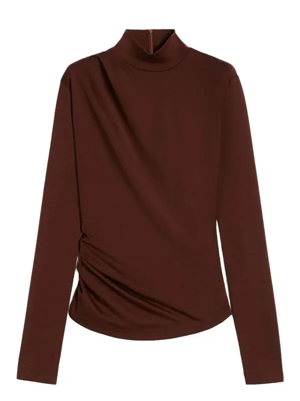 Max Mara Wool Jersey Turtleneck Top - Cherry