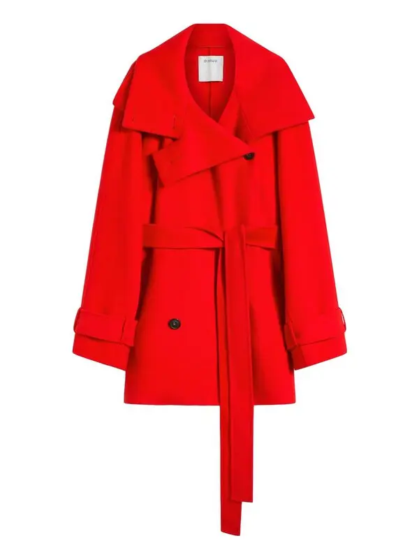 Max Mara Short Trench Coat In Wool - Red