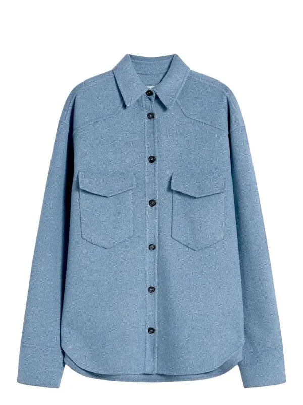 Max Mara Oversized Pure Wool Shirt - Light Blue