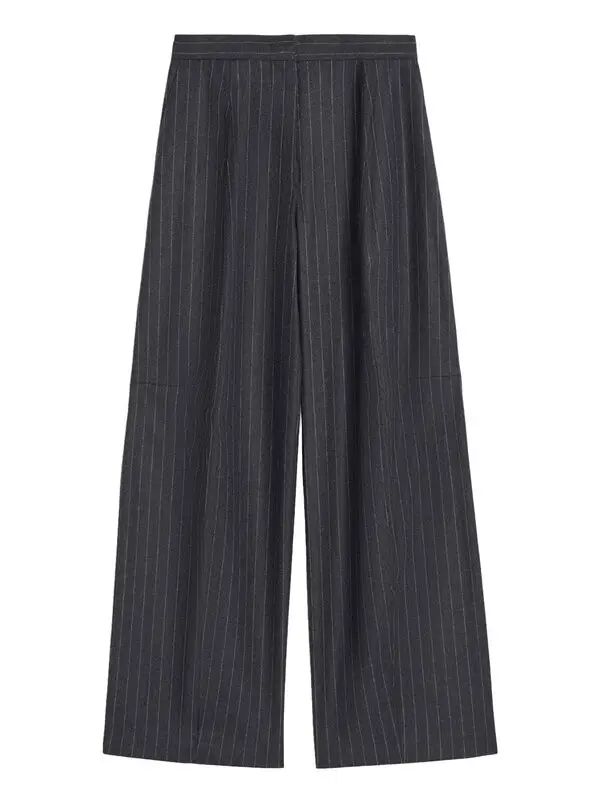 Max Mara Wide-leg Wool-blend Trousers - Dark Grey