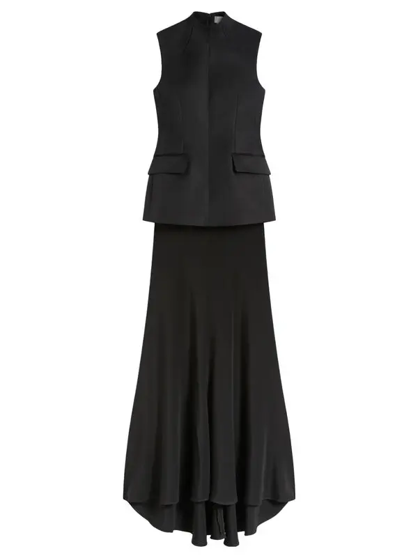 Max Mara Bi-material Sleeveless Dress - Black