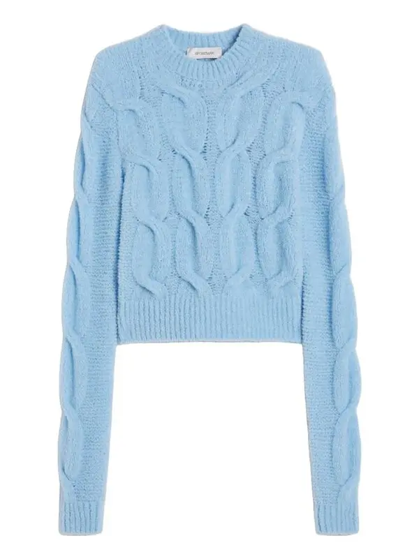 Max Mara Cable-knit Wool-blend Sweater - Light Blue