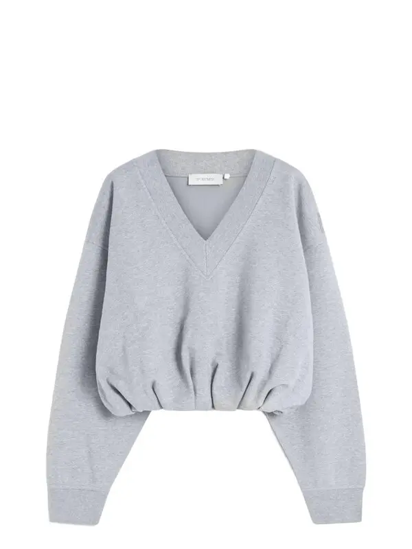Max Mara V-neck Cotton Blend Sweatshirt - Medium Grey