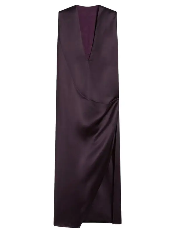 Max Mara Viscose Satin Runway Dress - Coffee