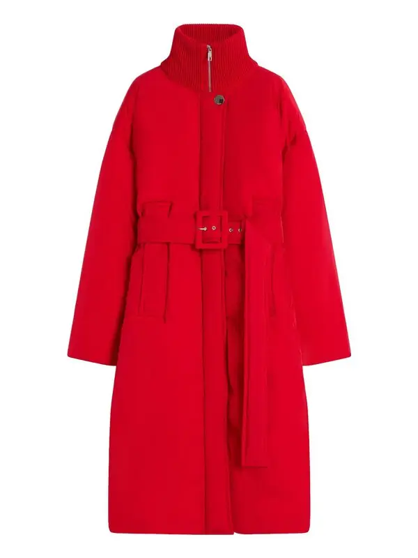 Max Mara Water-repellent Long Down Jacket - Red