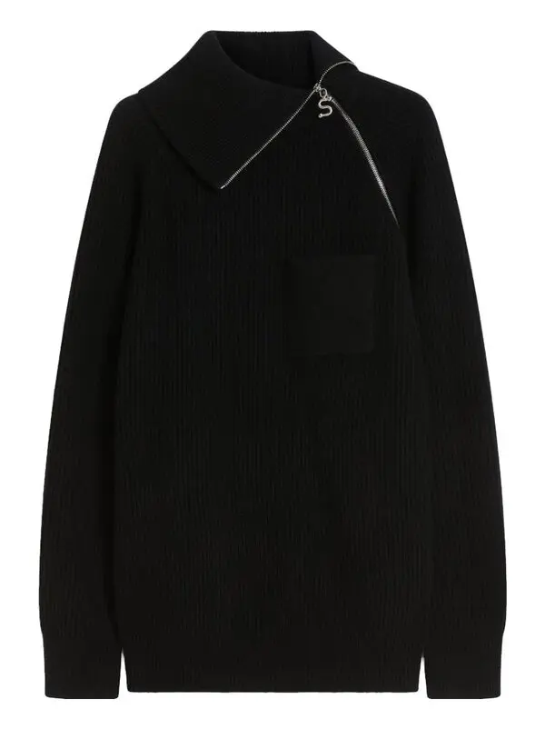 Max Mara Cashmere-blend Zip-up Sweater - Black